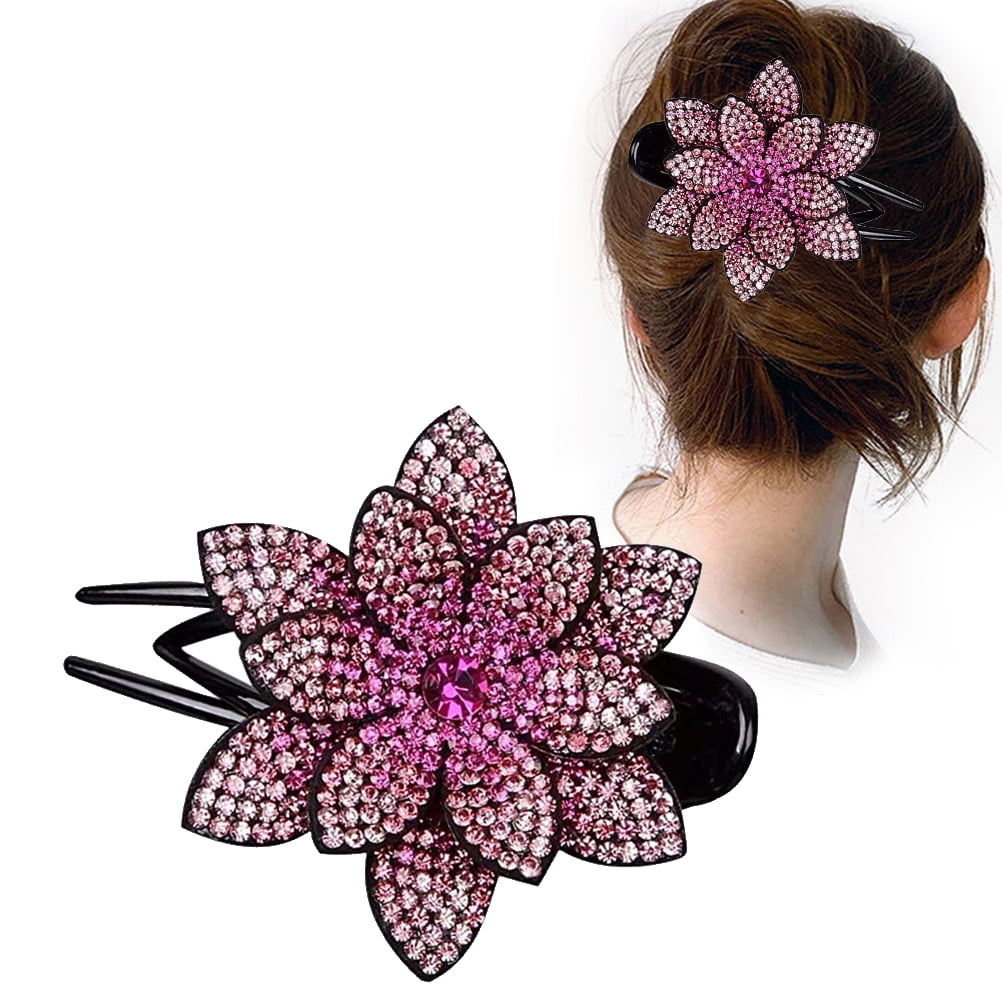 Hair Barrettes for Women,Rhinestone Flower Hair Clips For Women Crystal ...