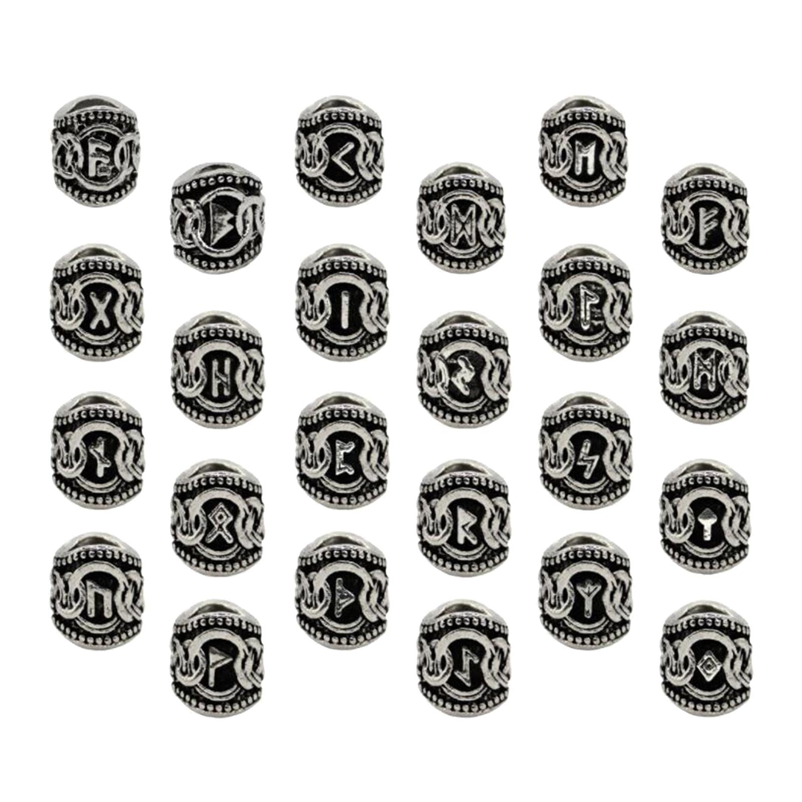 Hair Beard Beads 24 Pcs Knots Beads Rune Beards Sliver Rings Large ...