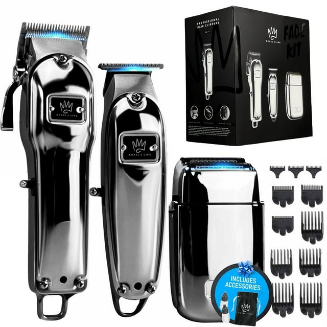 Royal Clips Professional Fade Kit - Clippers, Trimmer & Foil Shaver Set ...