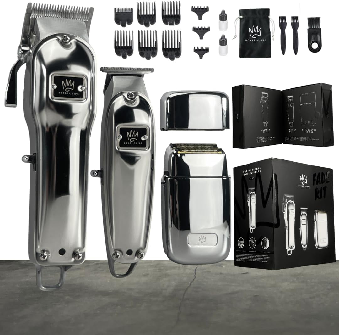 Royal Clips Professional Fade Kit - Clippers, Trimmer & Foil Shaver Set ...