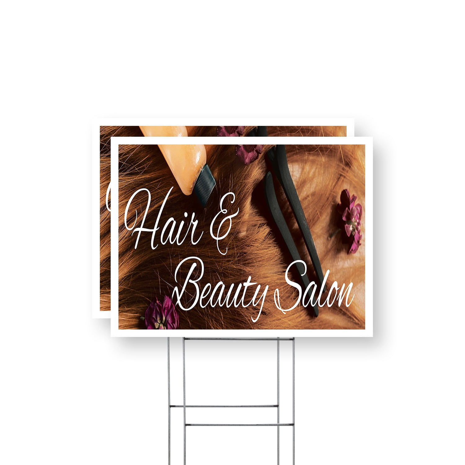 Hair & Beauty Salon Yard Sign 2 Pack of 18 Inch x 24 Inch Single Sided ...