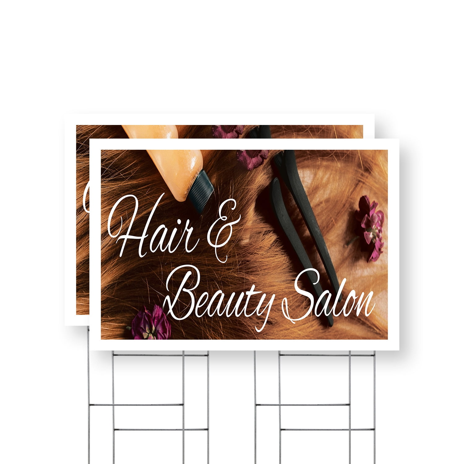 Hair & Beauty Salon Yard Sign 2 Pack of 24 Inch x 36 Inch Single Sided ...
