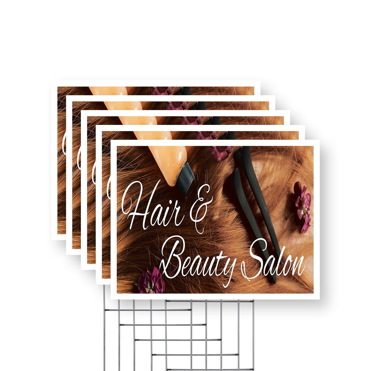 Hair & Beauty Salon Yard Sign 5 Pack of 12 Inch x 16 Inch Double Sided ...