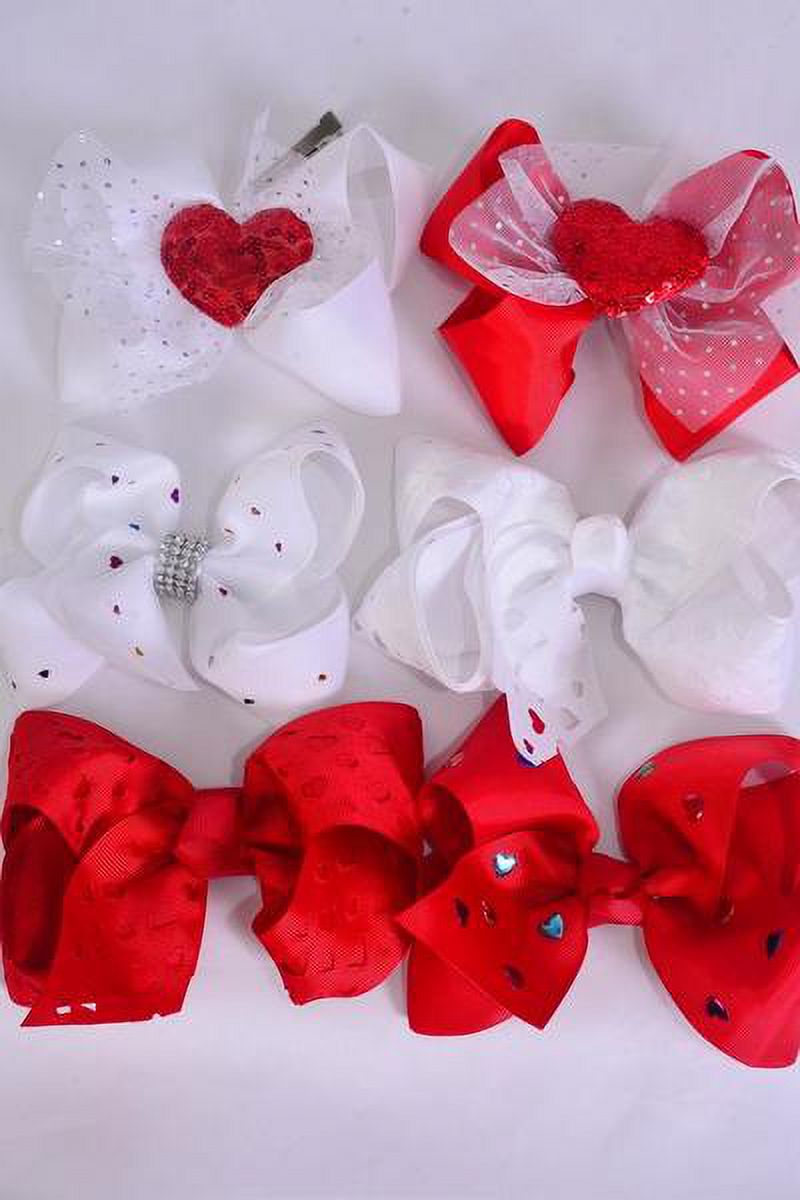 Hair Bow Jumbo Heart Pattern Mix Grosgrain Bow-tie/DZ-Assorted ...