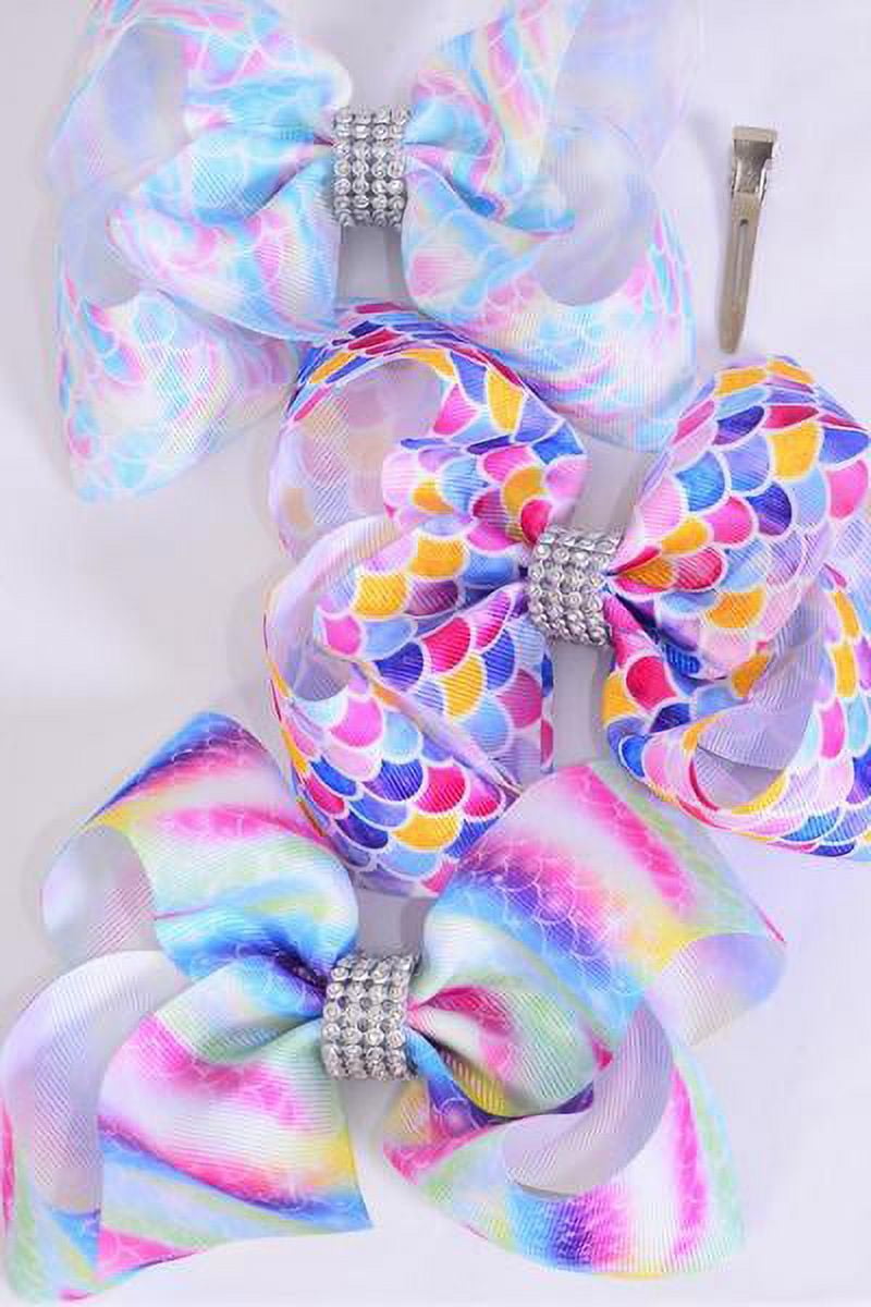 Hair Bow Jumbo Mermaid Scale Tiedye Gradient Grosgrain Bow-tie/DZ ...
