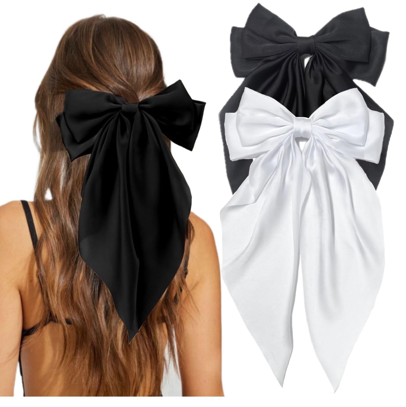Hair Bows for Women Girls Hair Ribbon Bow Hair Clips with Long Tails ...