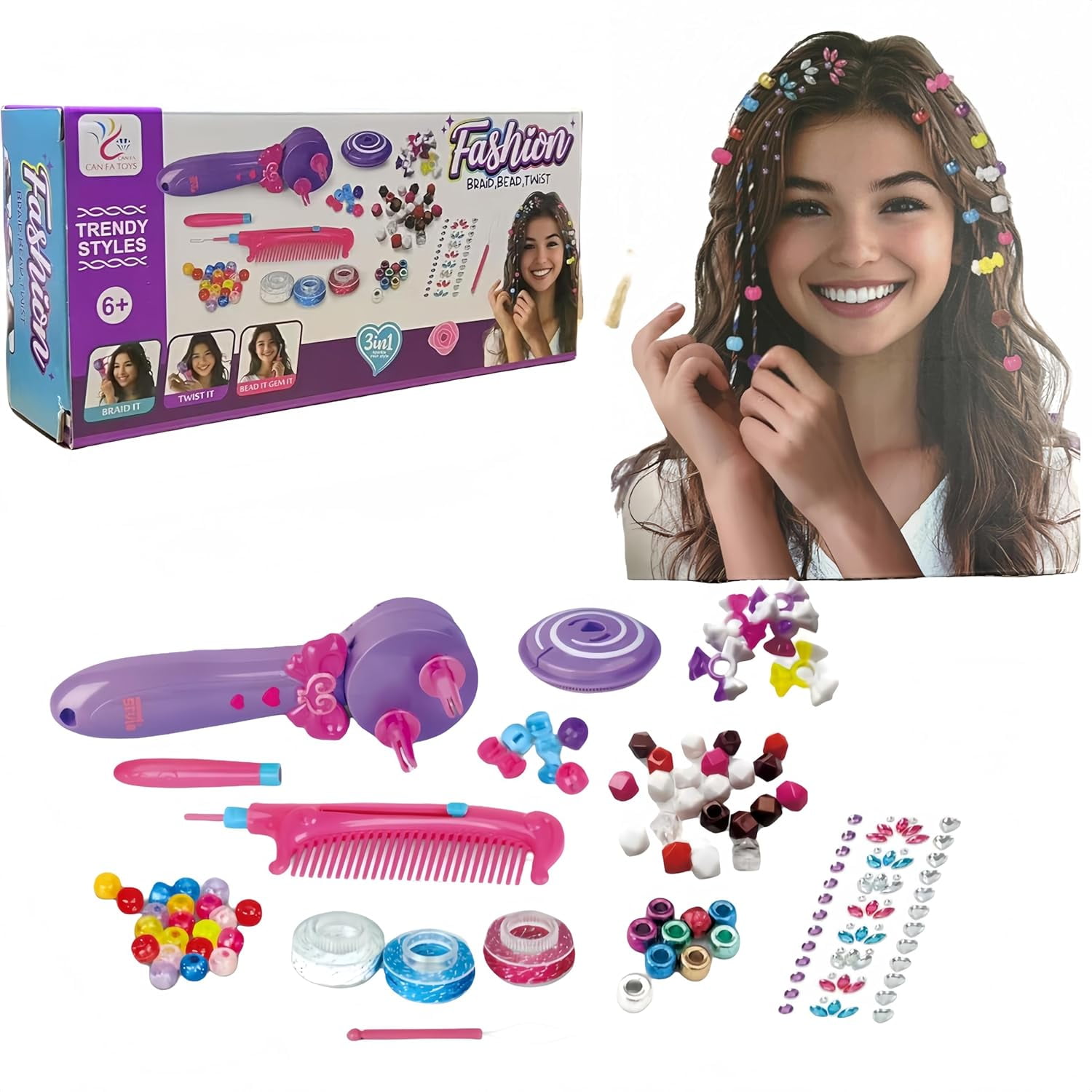 Hair Braider for Girls, Automatic Hair Braider Hair Beads for Girls ...
