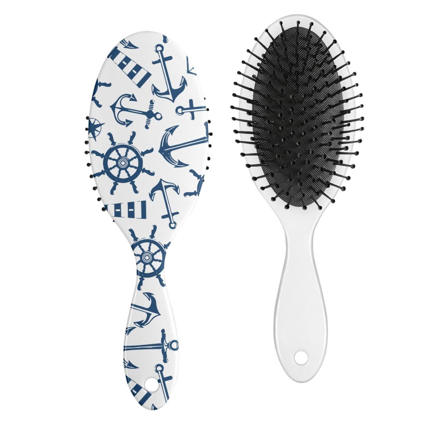Hair Brush Featuring Nautical Map, Compass, and Sailing Ship Prints ...