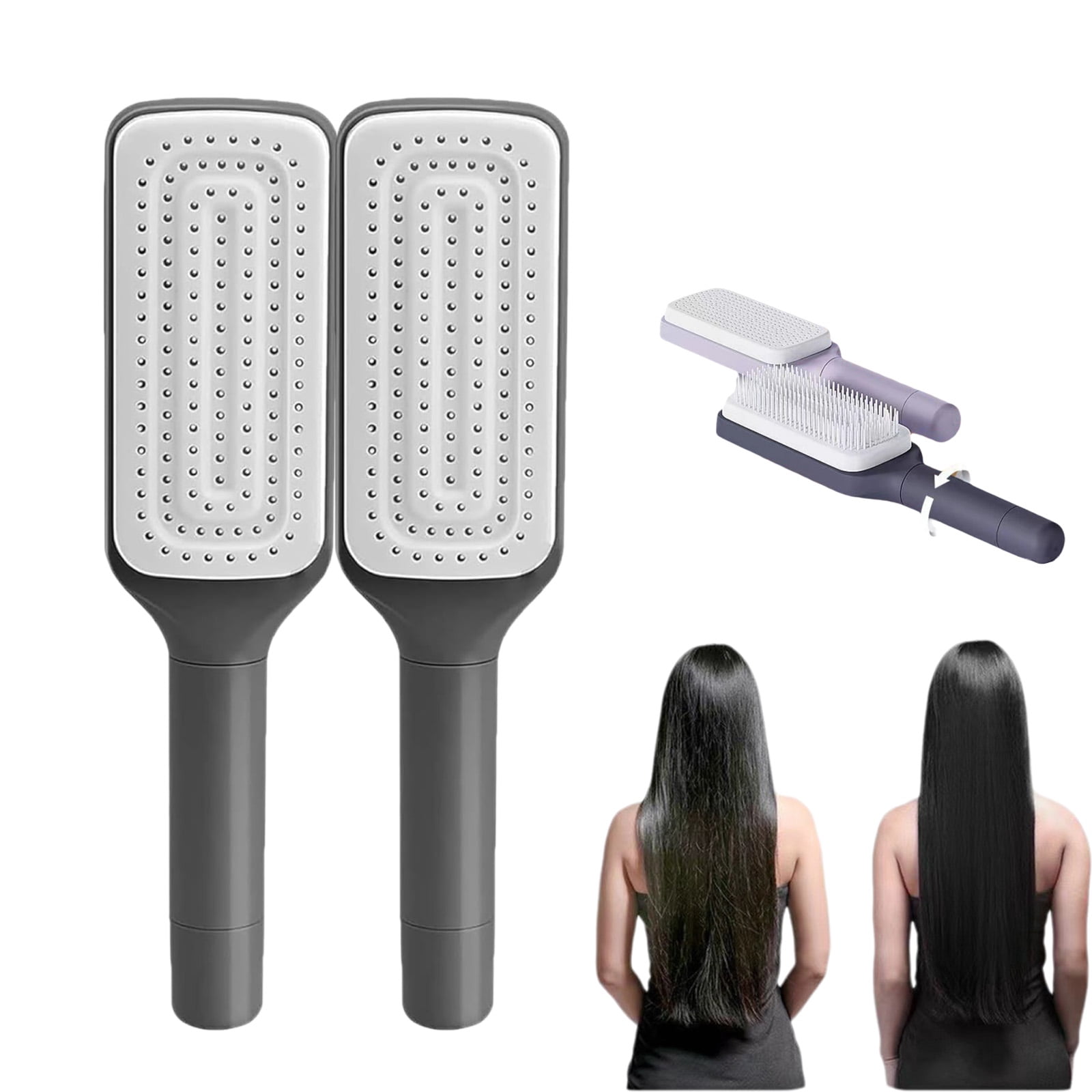 Hair Brush, Self Cleaning Hair Brush, Easy Clean Hair Brush with ...