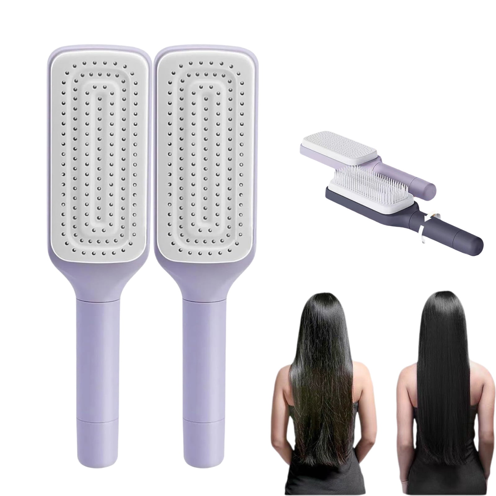 Hair Brush, Self Cleaning Hair Brush, Easy Clean Hair Brush with ...