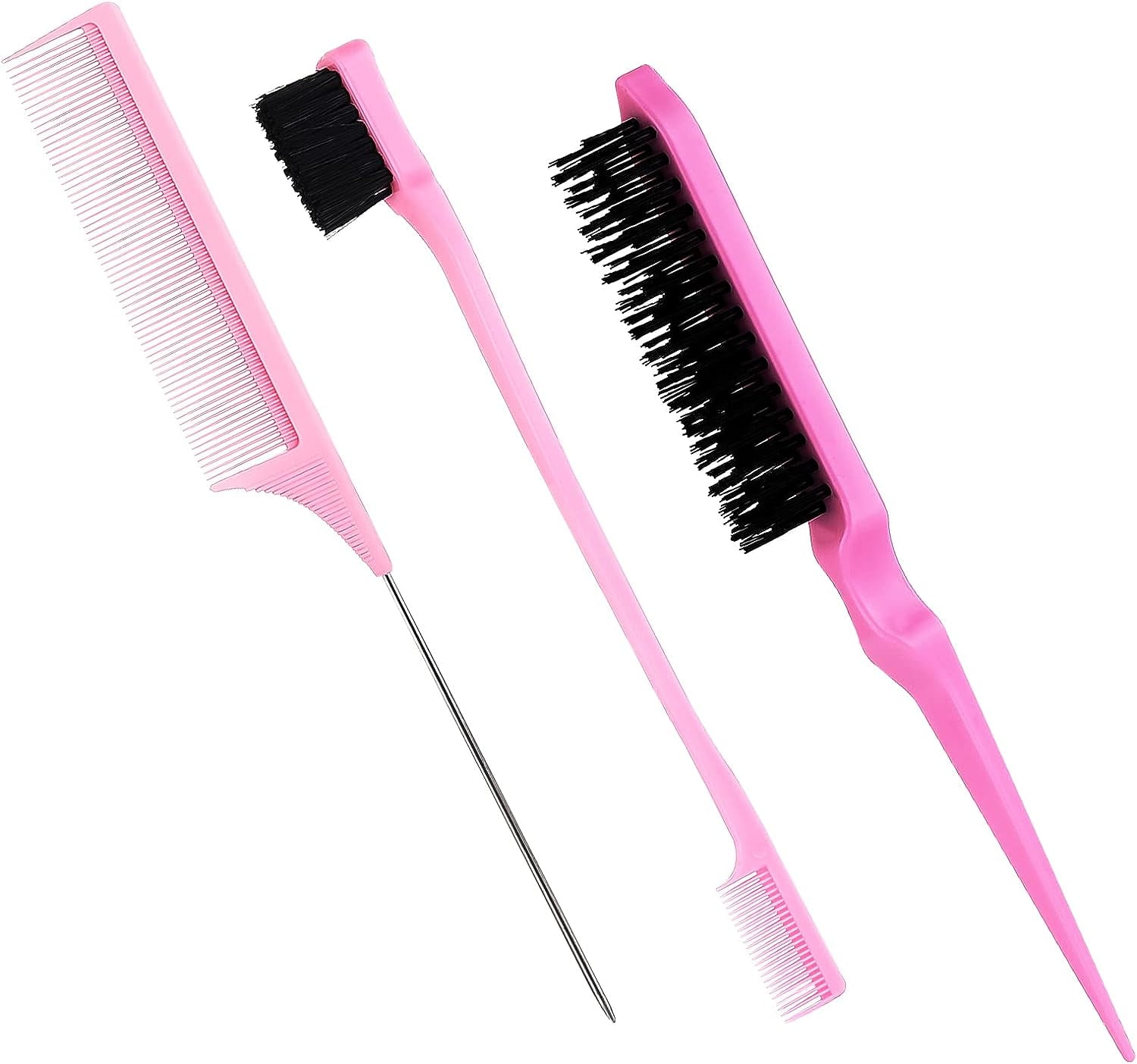 Hair Brushes 3 Pieces Set Plastic Teasing Pick Parting Hair Color ...