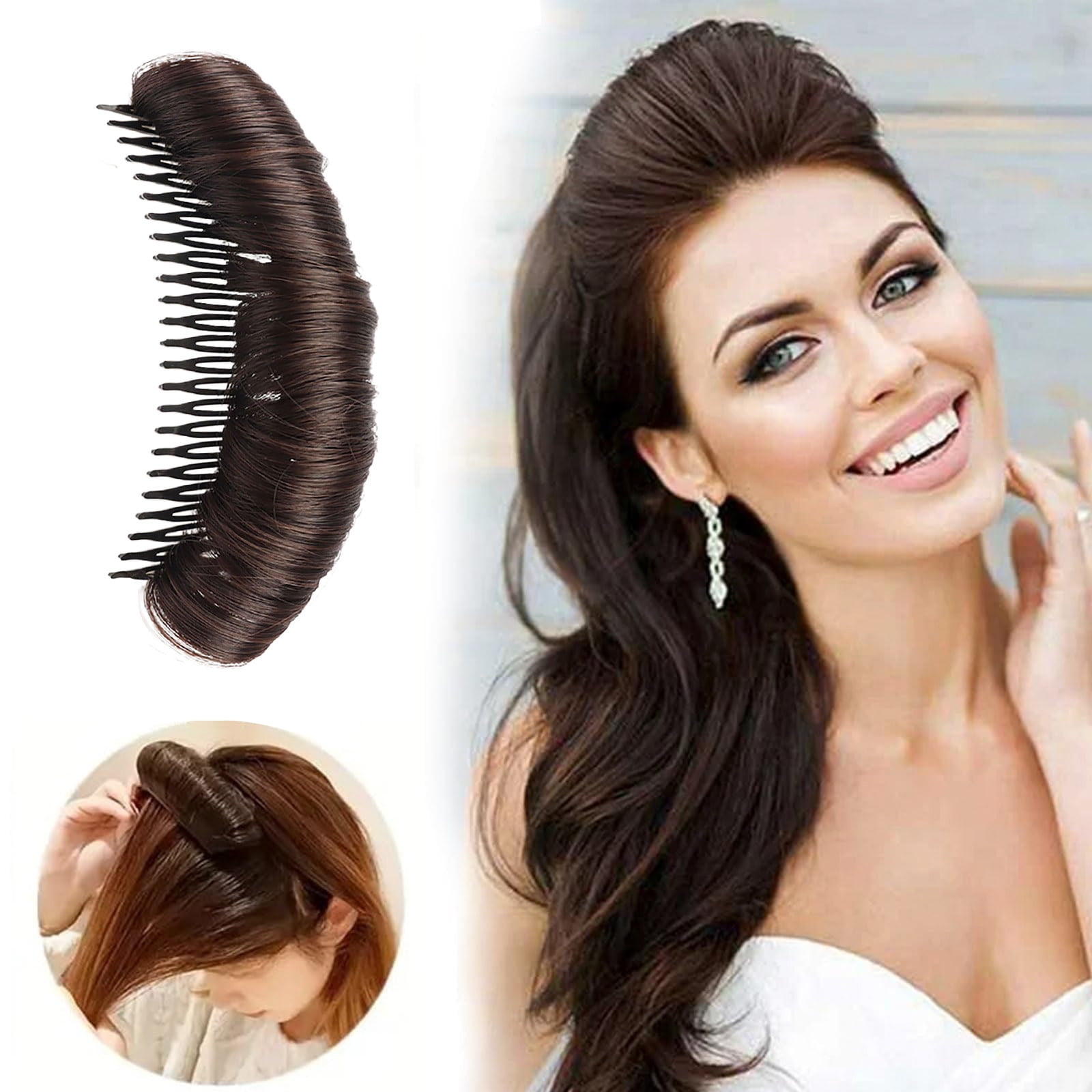 Hair Bun Clip Volumizing Hair Pad Barrettes For Women Natural Black ...