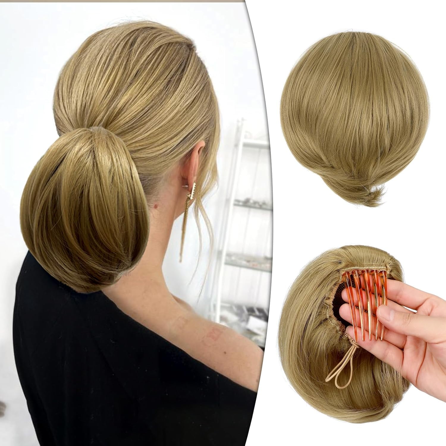 Hair Bun Hair Piece Short Ponytail Extension Drawstring Straight Hair ...