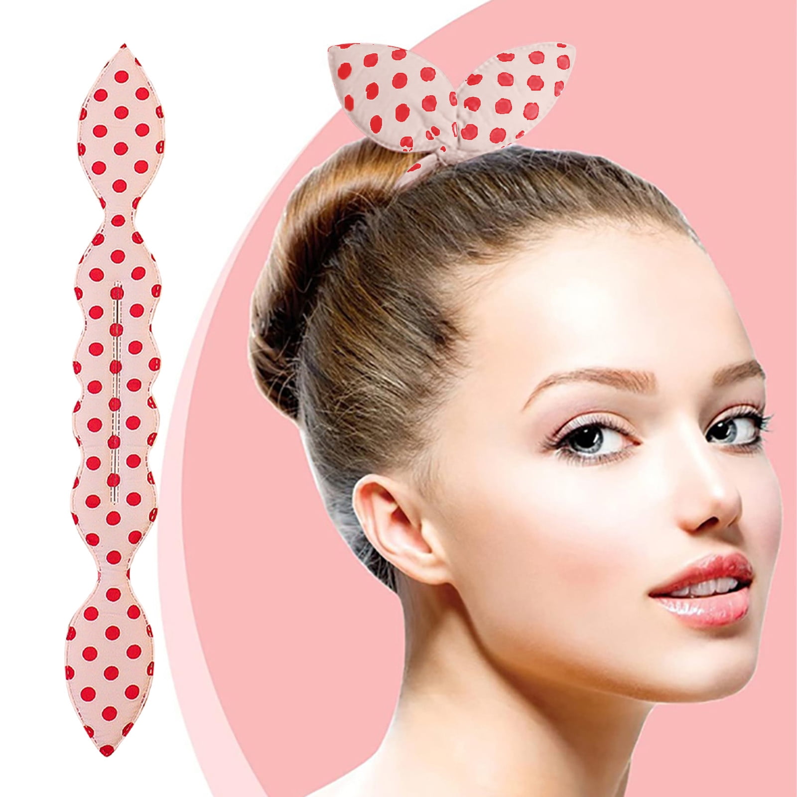 Hair Bun Maker French Braiding Tool Donut Rabbit Ear Twister Polka Dot ...