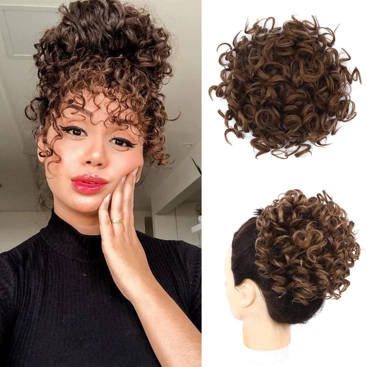 Hair Bun Piece Elastic Drawstring Short Synthetic Ponytail Extension ...