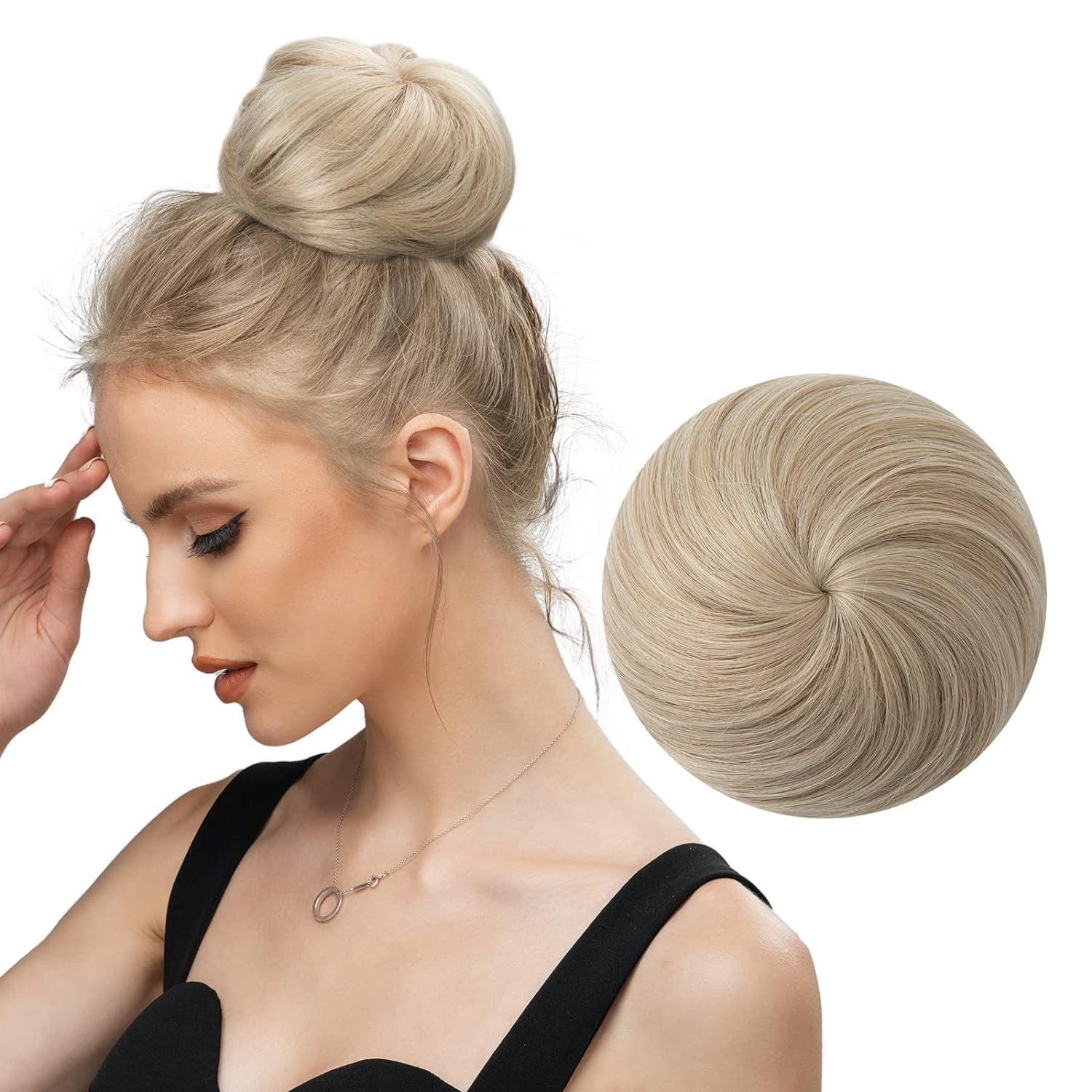 Hair Buns Extensions Ash Blonde Synthetic Drawstring Ballet Bun Hair ...