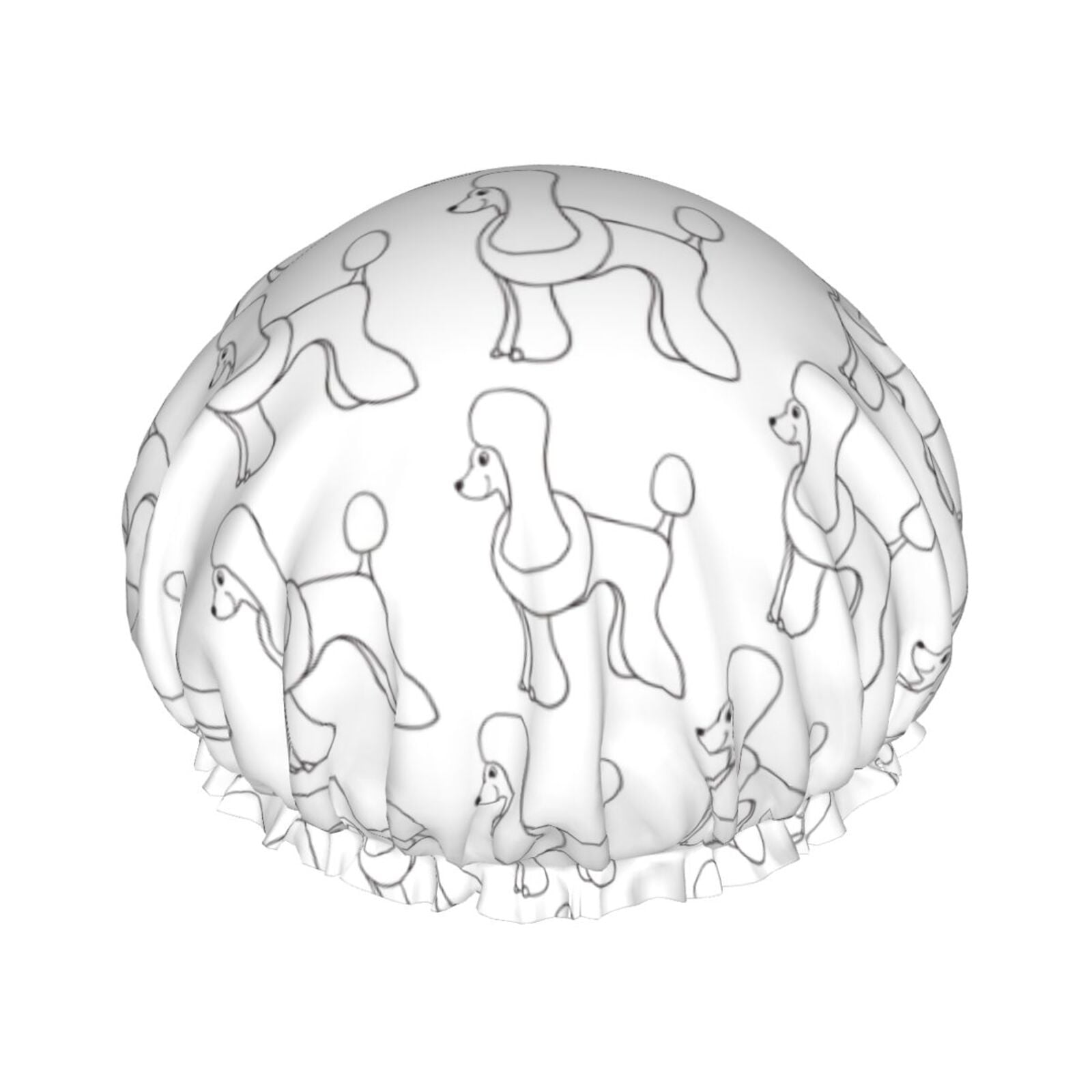 Hair Cap for Shower - Black Lines Cute Poodle Dog Large Shower Cap ...