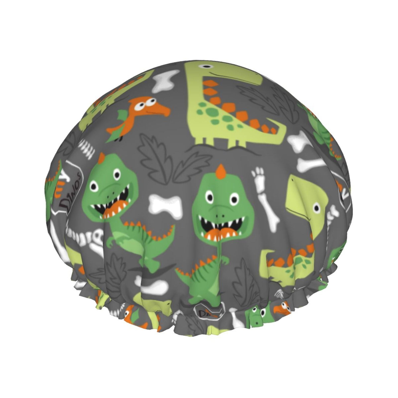 Hair Cap for Shower - Cartoon Dinosaurs (2) Large Shower Cap Reusable ...