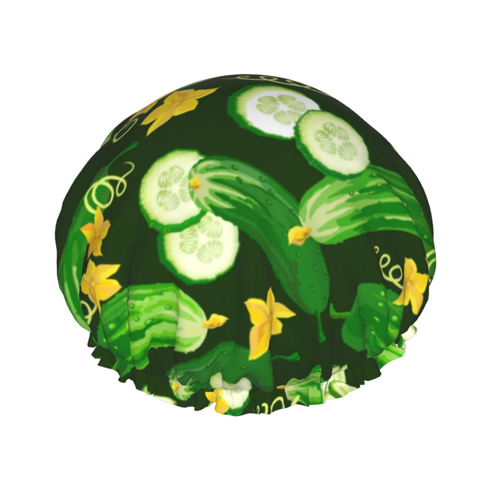 Hair Cap for Shower - Cucumber Pattern leaf Large Shower Cap Reusable ...
