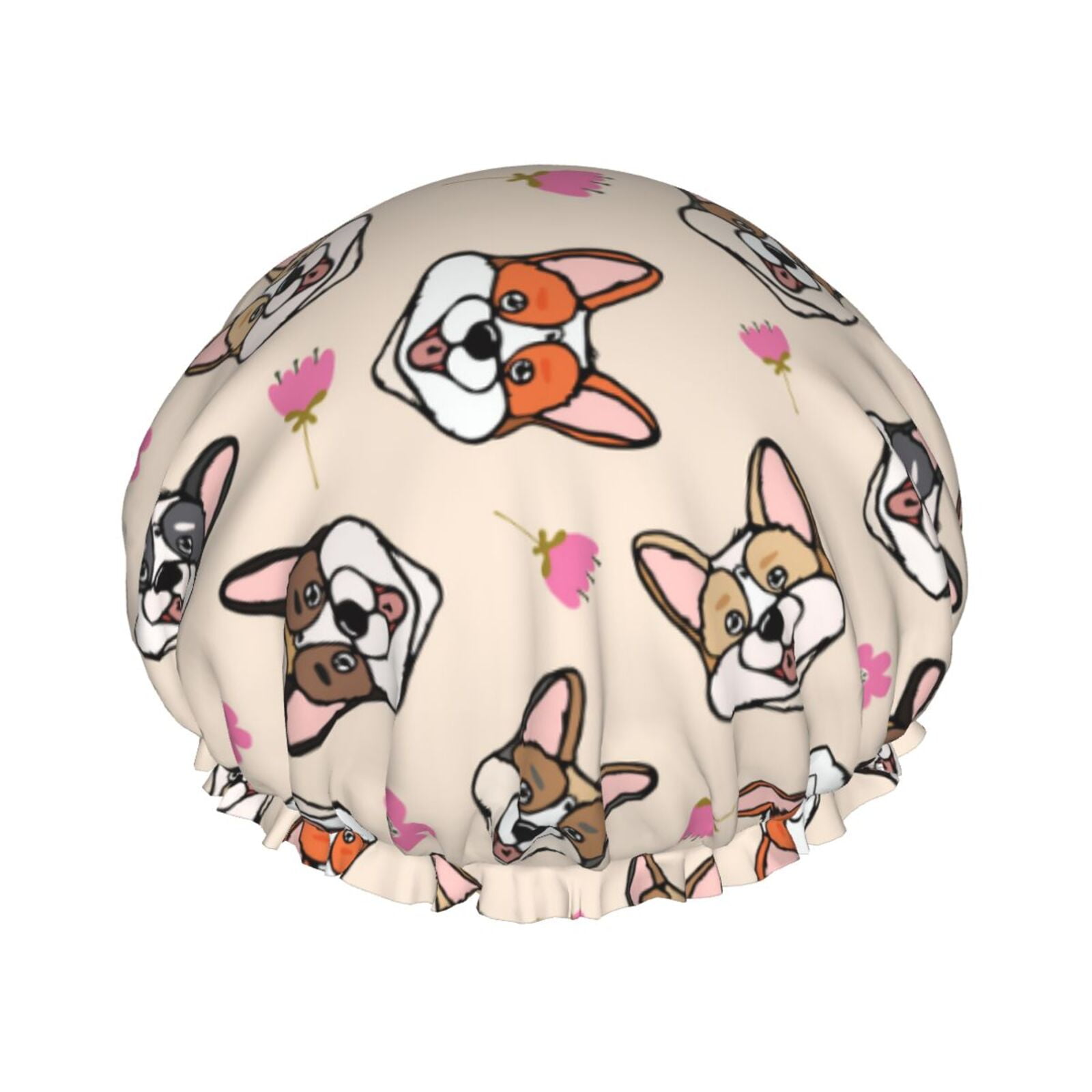 Hair Cap for Shower - Cute Corgi Dog Funny Flower Large Shower Cap ...
