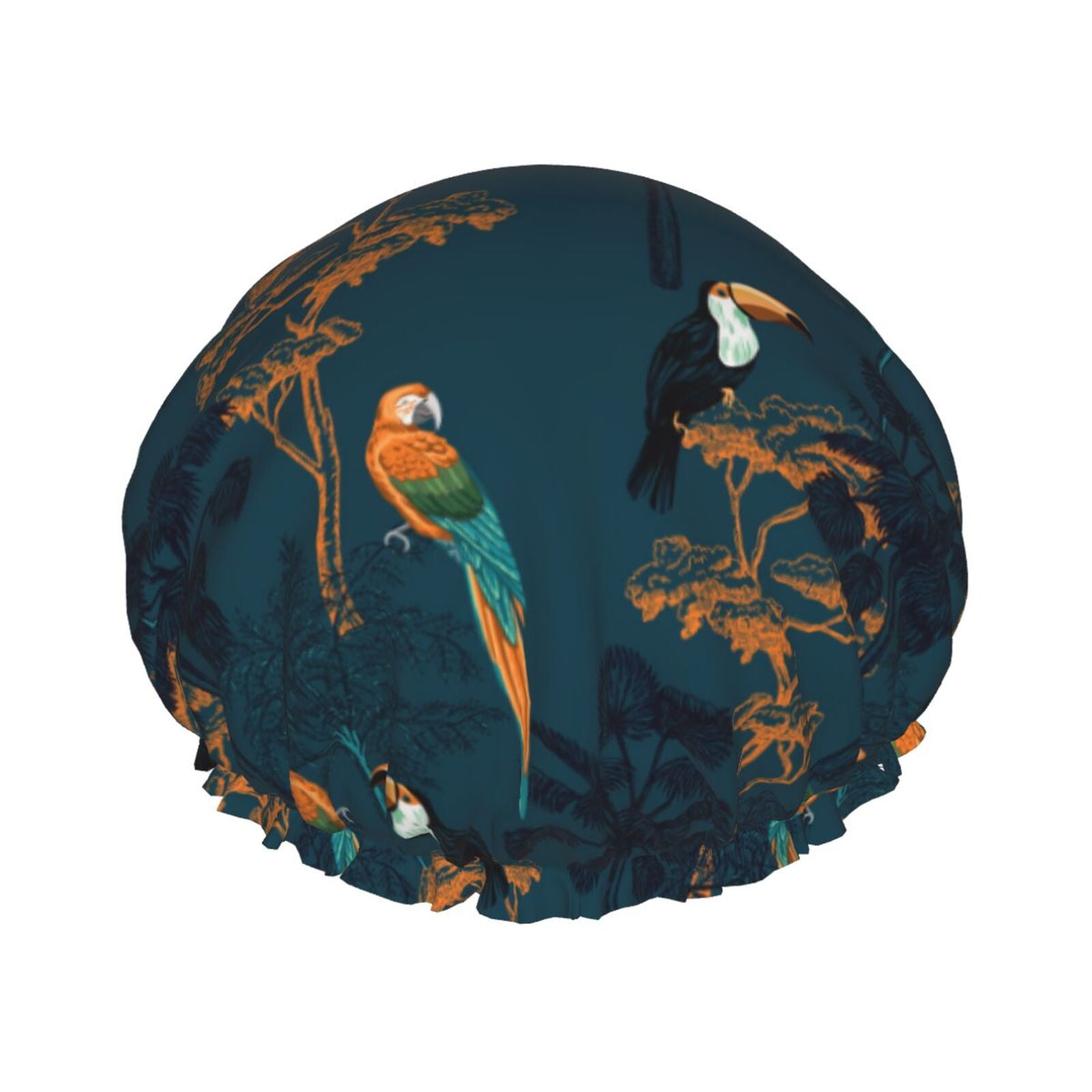 Hair Cap for Shower - Cute Macaw Toucan Palm Tree Large Shower Cap ...