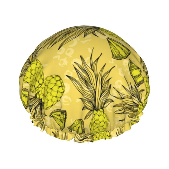 Hair Cap for Shower - Cute Pineapple Retro Yellow Large Shower Cap ...