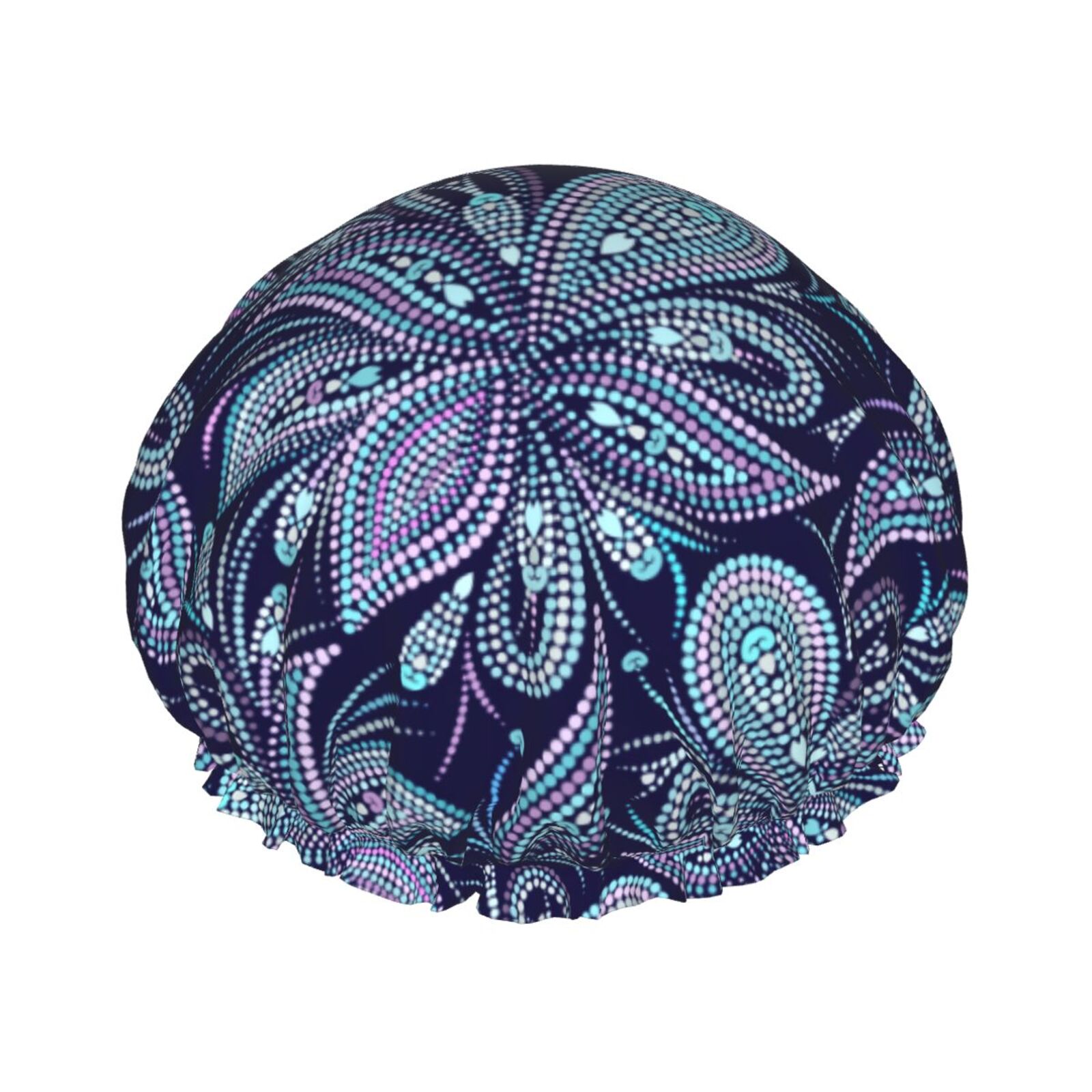 Hair Cap for Shower - Dotted Floral Paisley Large Shower Cap Reusable ...
