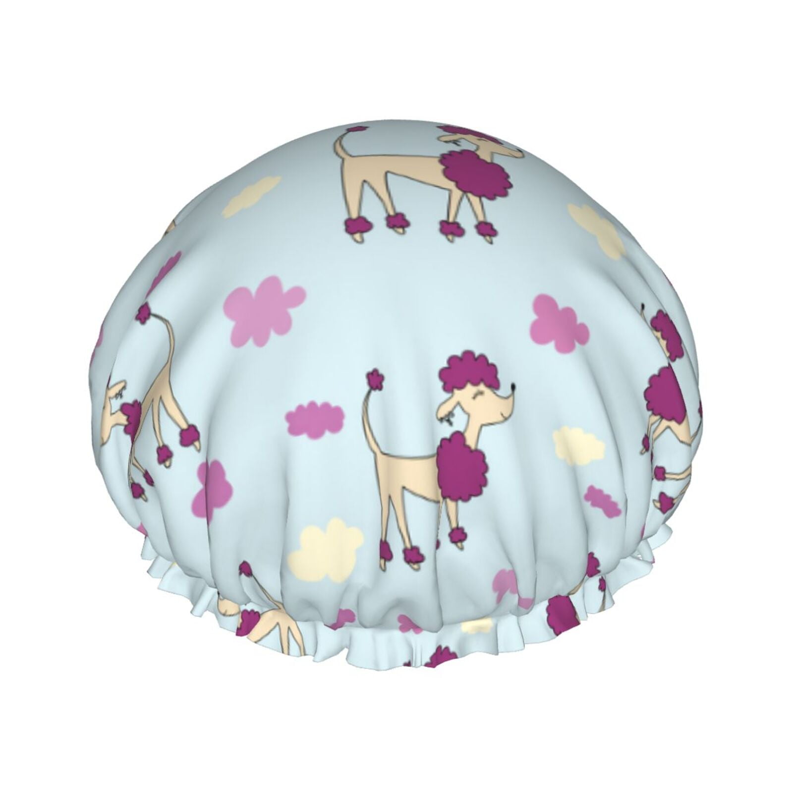 Hair Cap for Shower - Funny Cute Poodle Dog_A Large Shower Cap Reusable ...