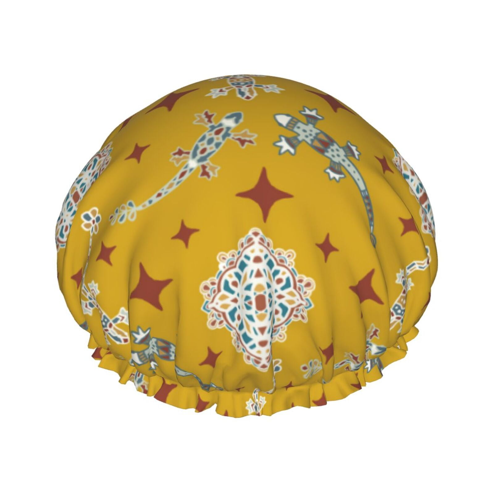 Hair Cap for Shower - Geometric Lizard Gecko Colorful_A Large Shower ...