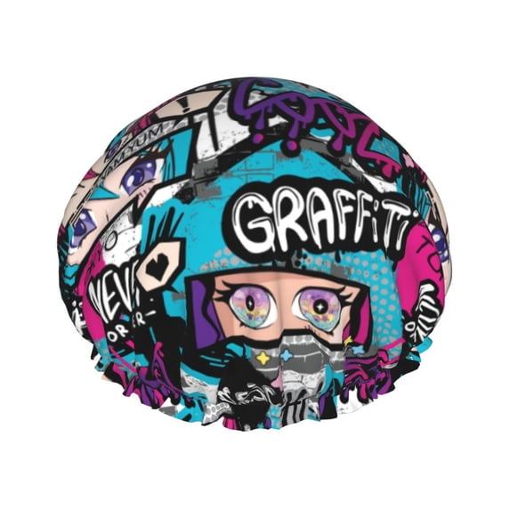 Hair Cap for Shower - Kawaii Cartoon Eyes Large Shower Cap Reusable ...