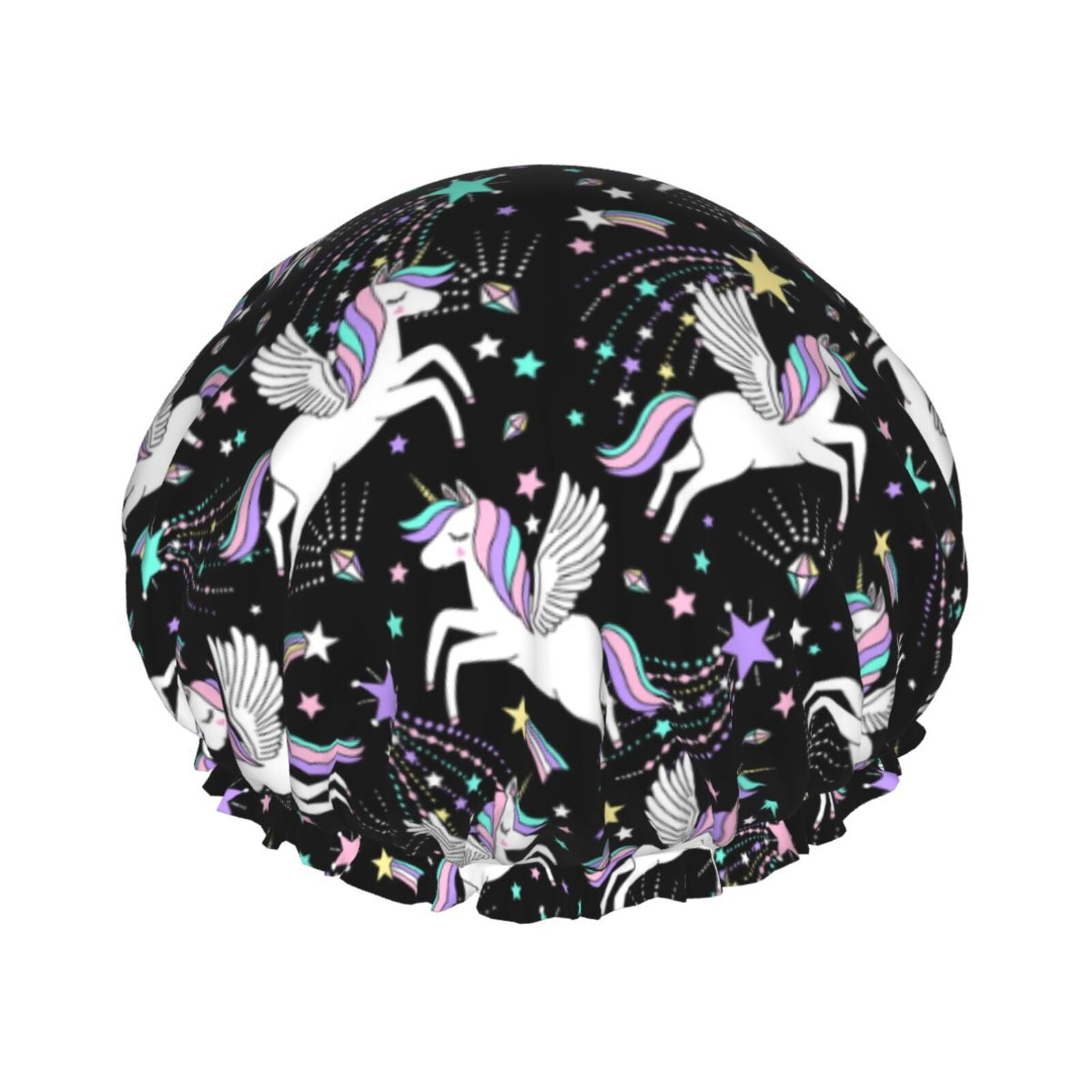 Hair Cap for Shower - Marine Cute Fishtail White Horse_A Large Shower ...