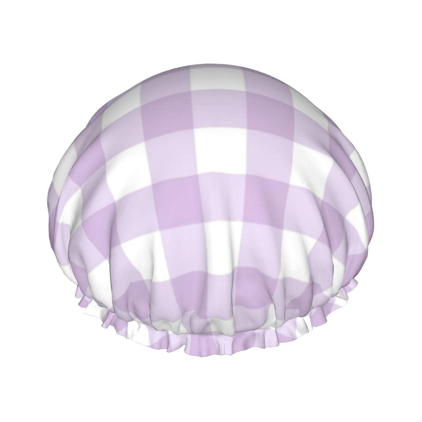 Hair Cap for Shower - Purple Checkboard Large Shower Cap Reusable ...