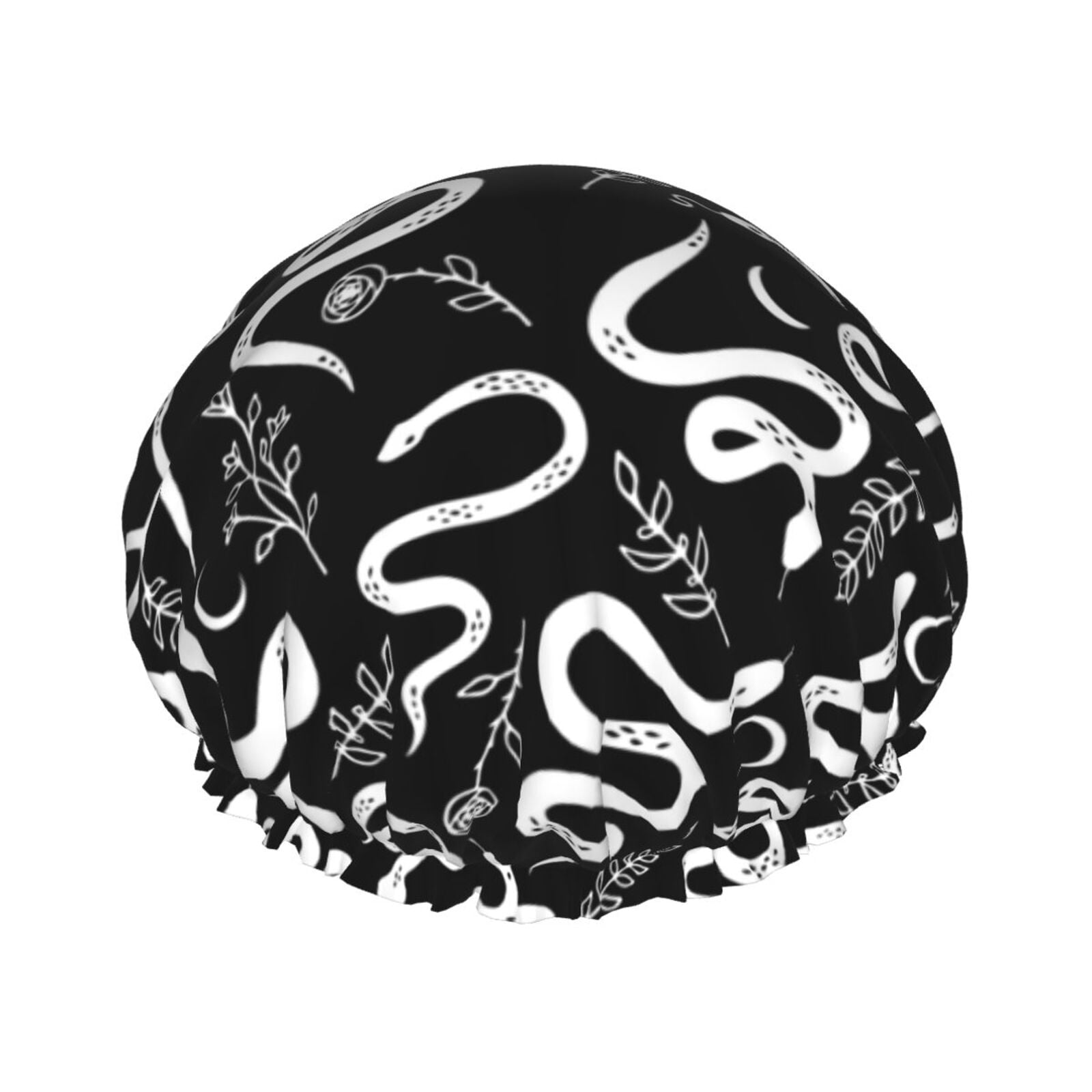Hair Cap for Shower - Sketch Simple White Snake Large Shower Cap ...