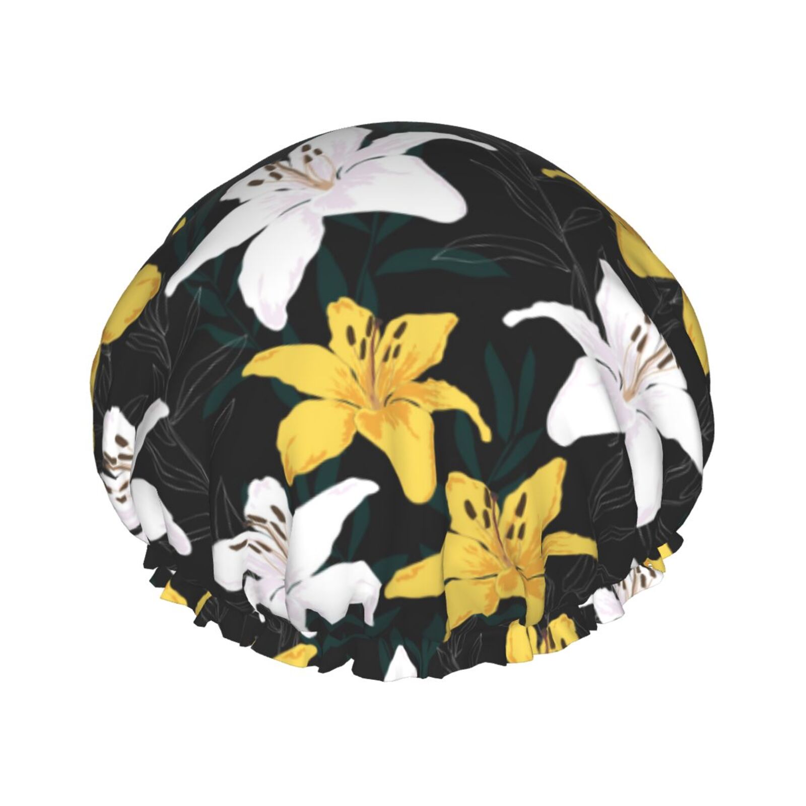 Hair Cap for Shower - Yellow White Lilies Flowers Large Shower Cap ...