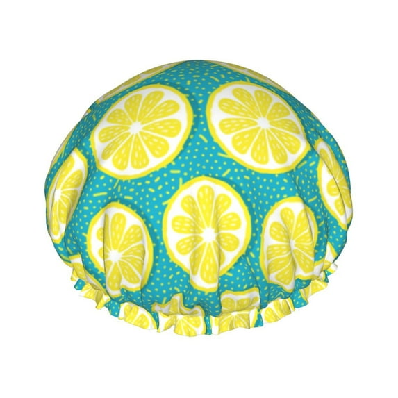 Hair Cap for Shower - cute blue Lemon Large Shower Cap Reusable ...
