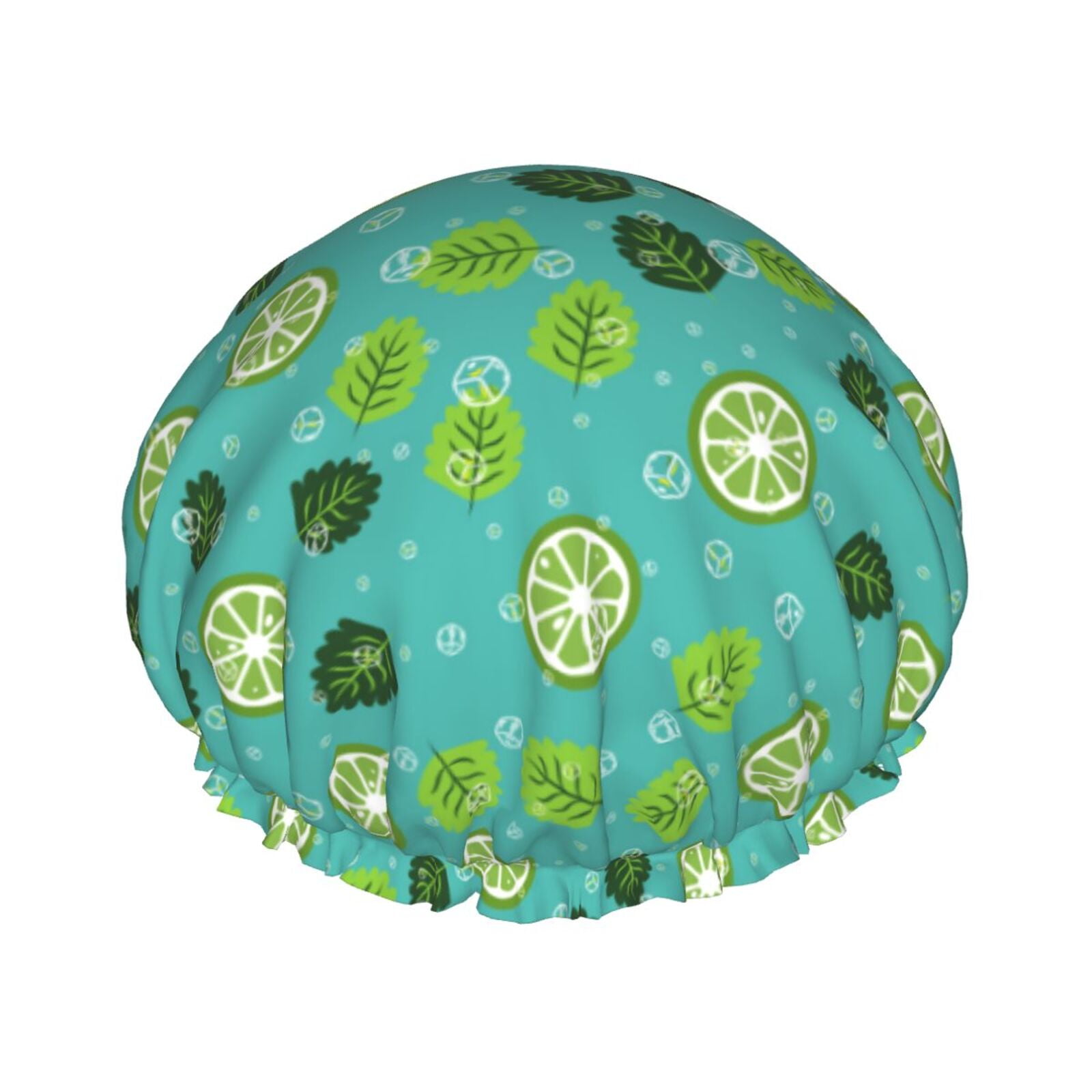 Hair Cap for Shower - green Lemon leaves bubble Large Shower Cap ...