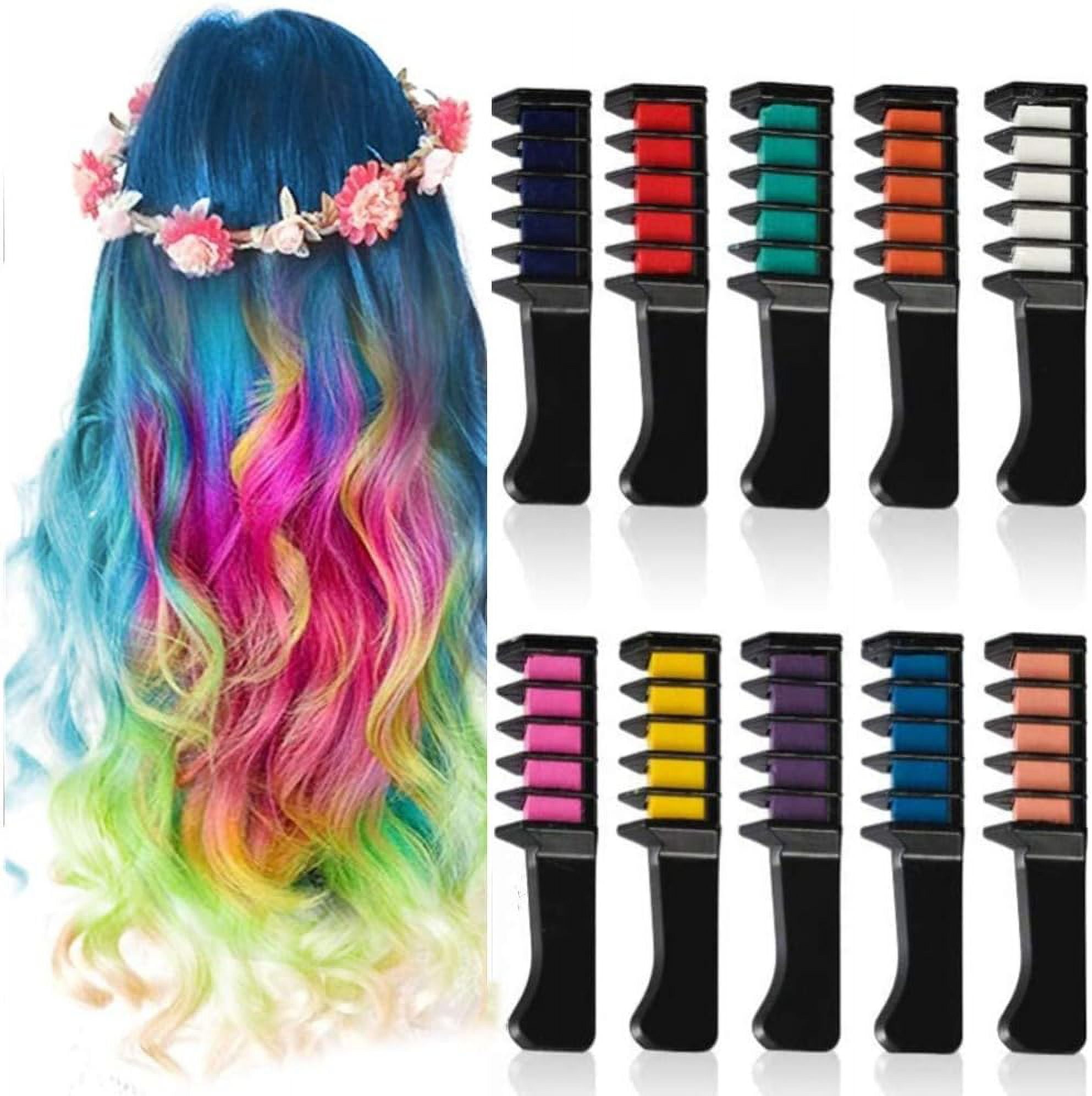 Hair Chalk Comb 10 Colors Non-toxic Washable Chalk Comb Set for Girls ...