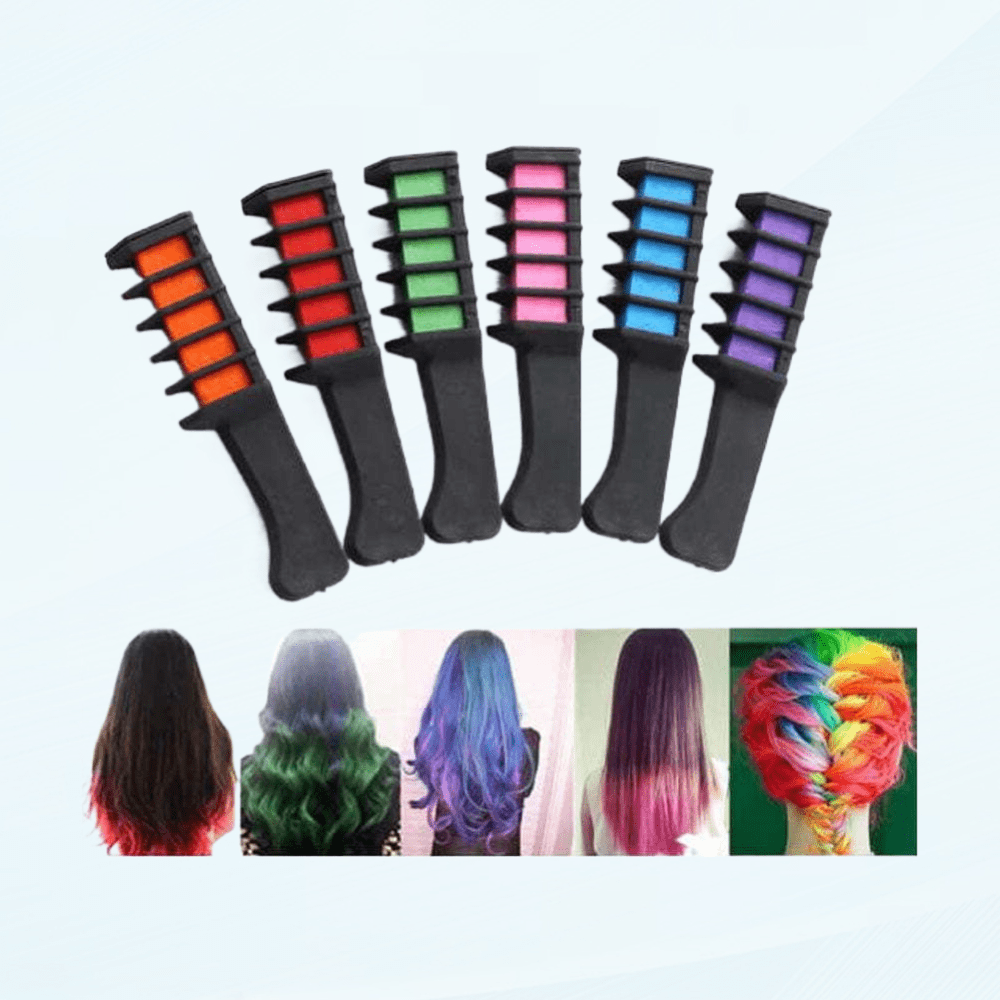 Hair Chalk Comb 6 Colors Temporary Hair Dye Marker Gifts for Girls Kids ...