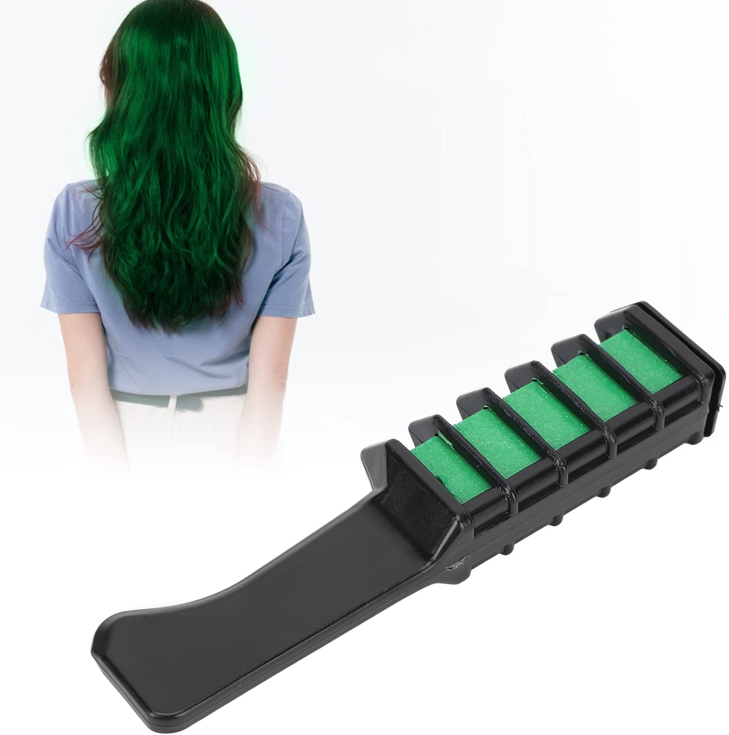 Hair Chalk Comb Temporary Hair Color Dye (Dark fluorescent green ...