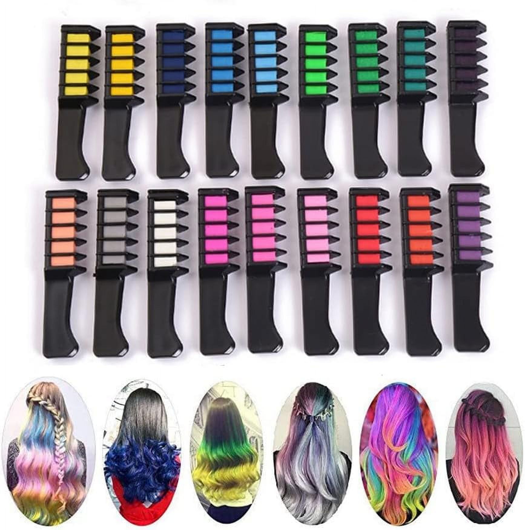 Hair Chalk Comb,Washable Temporary Color Hair Dye Pastel for All Hair ...