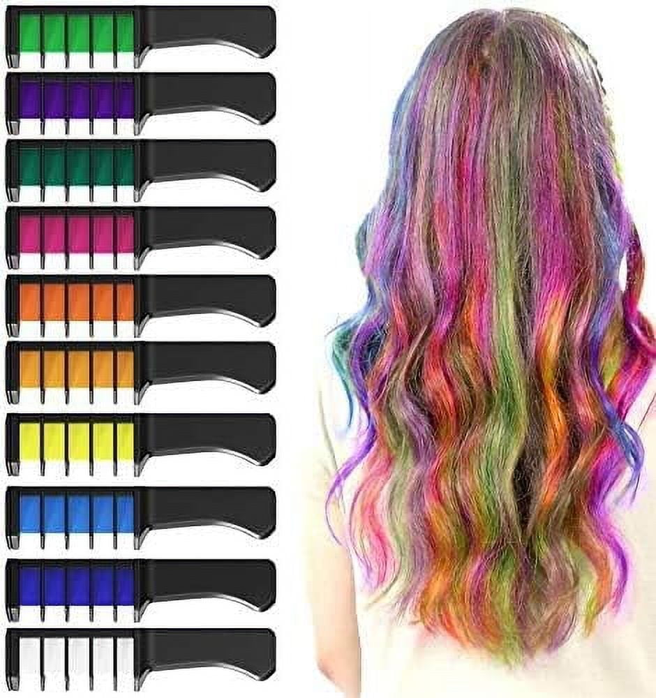 Hair Chalk Gift Kit - 8pcs Temporary Hair Chalk Comb DIY Paint with ...