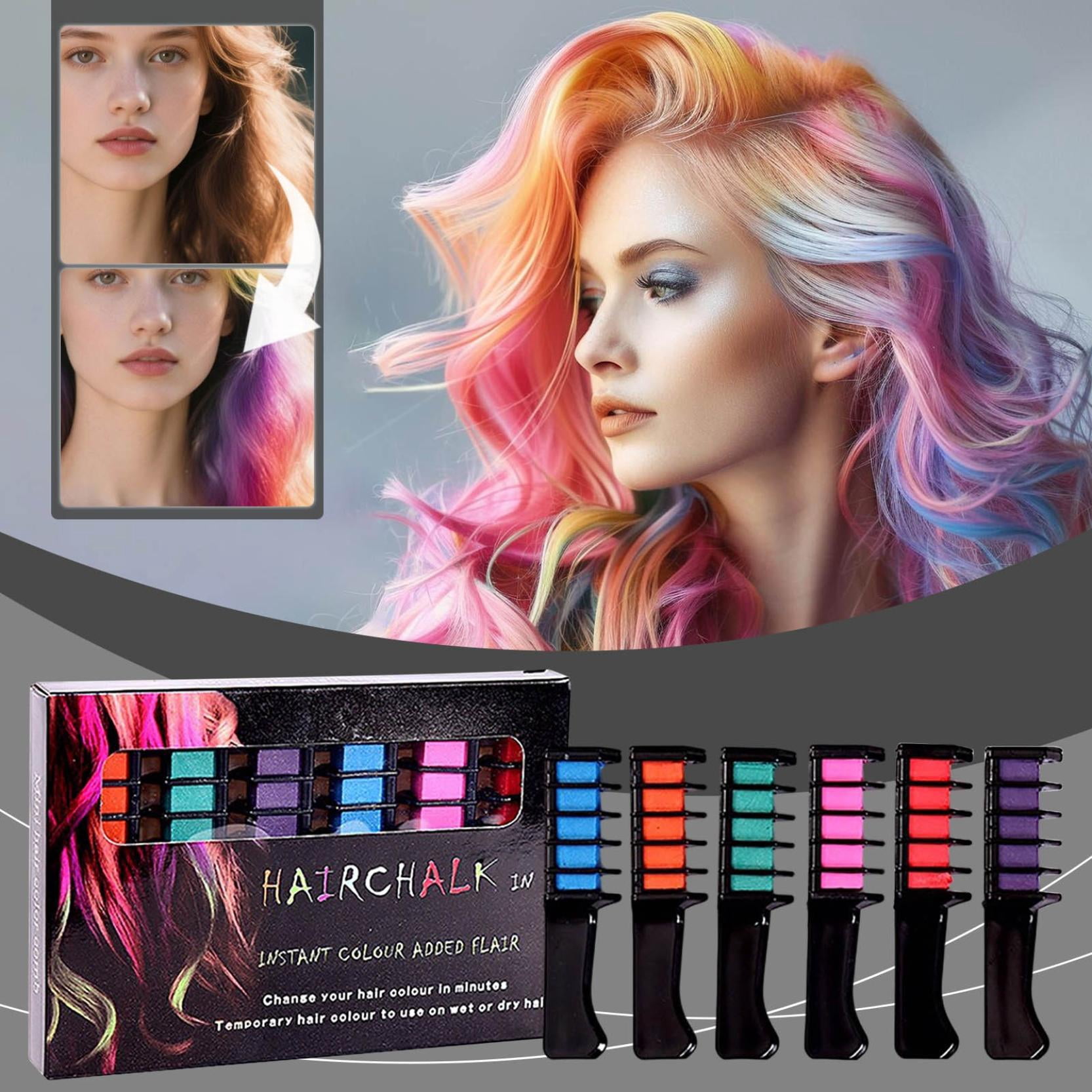 Hair Chalk,Hair Chalk Comb,10 Colors Festive Fun Hair Chalk ...