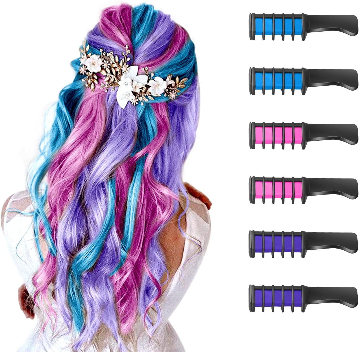 Hair Chalk for Kids Girls, Temporary Bright Hair Color Dye for Kids ...
