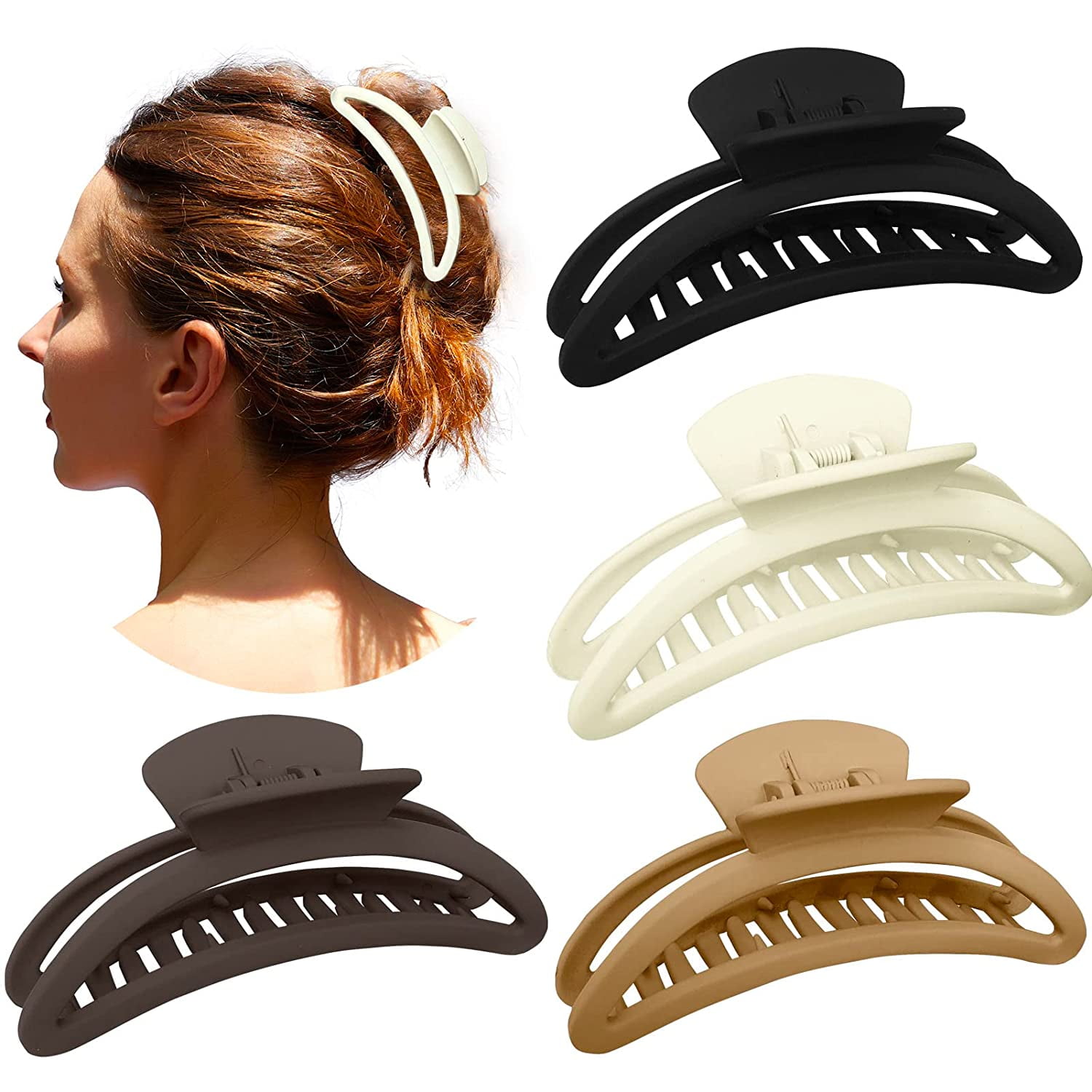 Hair Claw Clips 4.3 Inch Twist Braid No Slip Clip Assorted Colors for ...