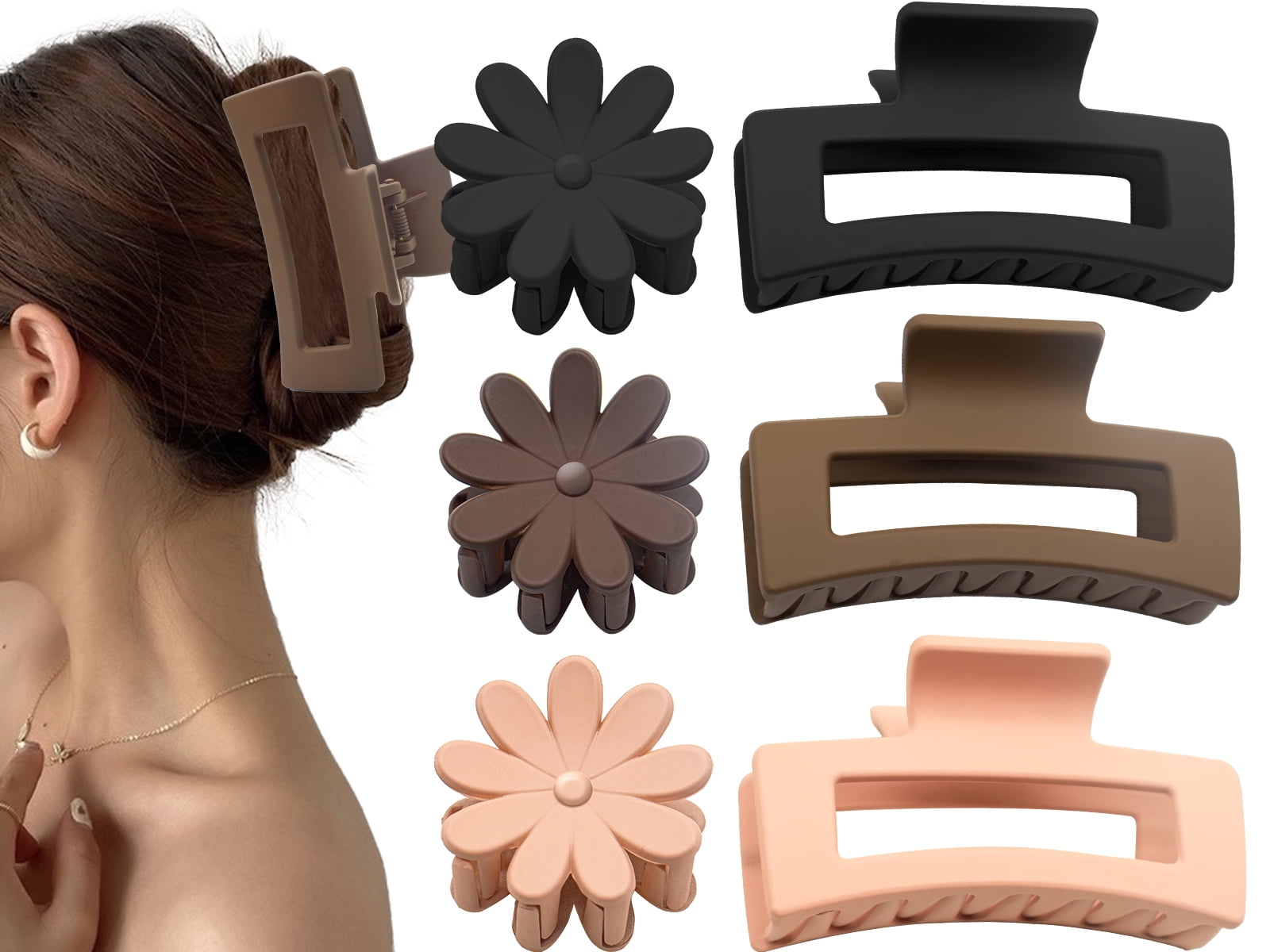 Hair Claw Clips, 6 Pcs Small Hair Clips Women, Matte Claw Clips for ...