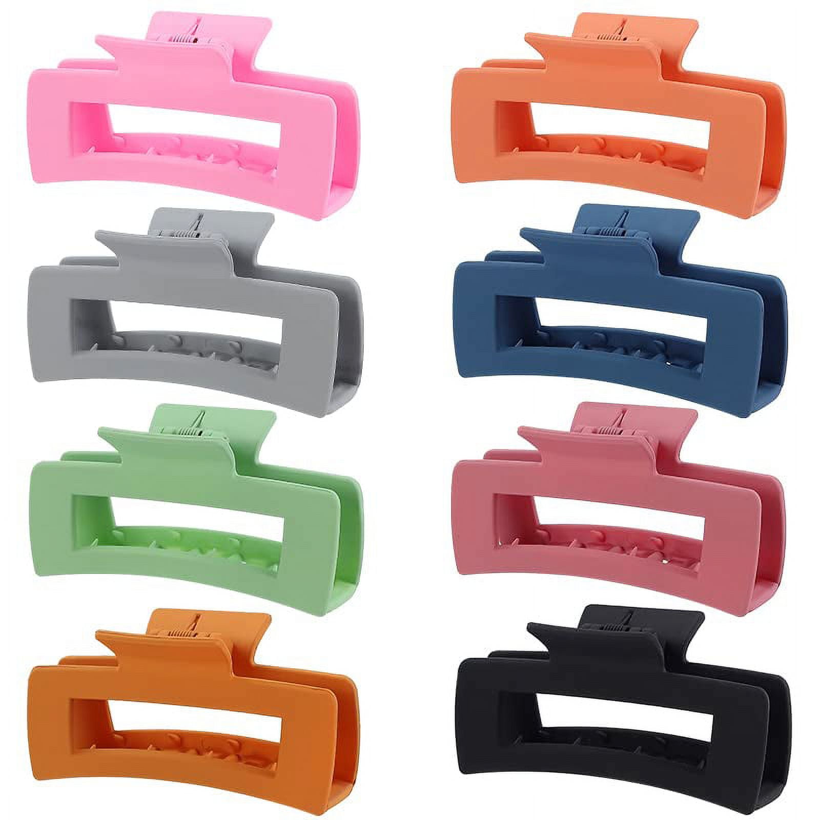 Hair Claw Clips 8 Pack Tortoise Barrettes Rectangle Shape Clips 3 Inch ...