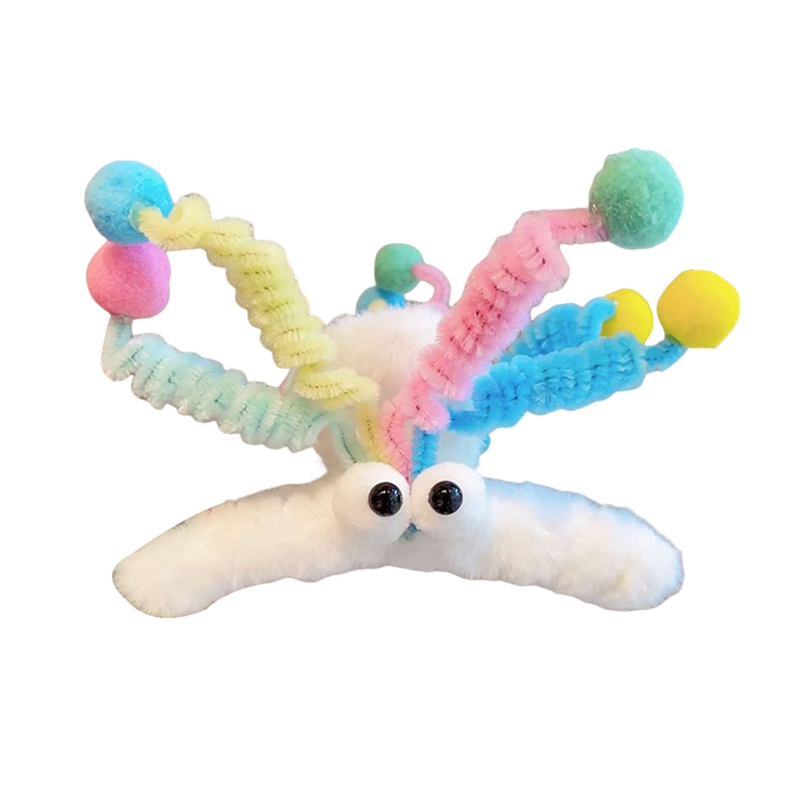 Hair Claw Clips Fluffy Plush Strong Hold Barrette Jaw Clamp Dopamine ...