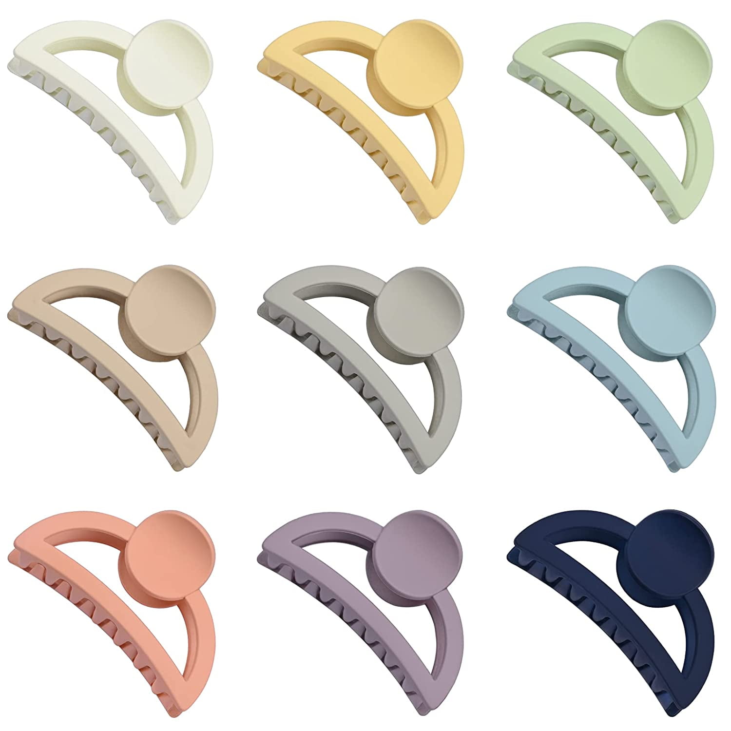 Hair Claw Clips for Women 9-Colors Cute Matte Strong Hold Hairclips 3.5 ...