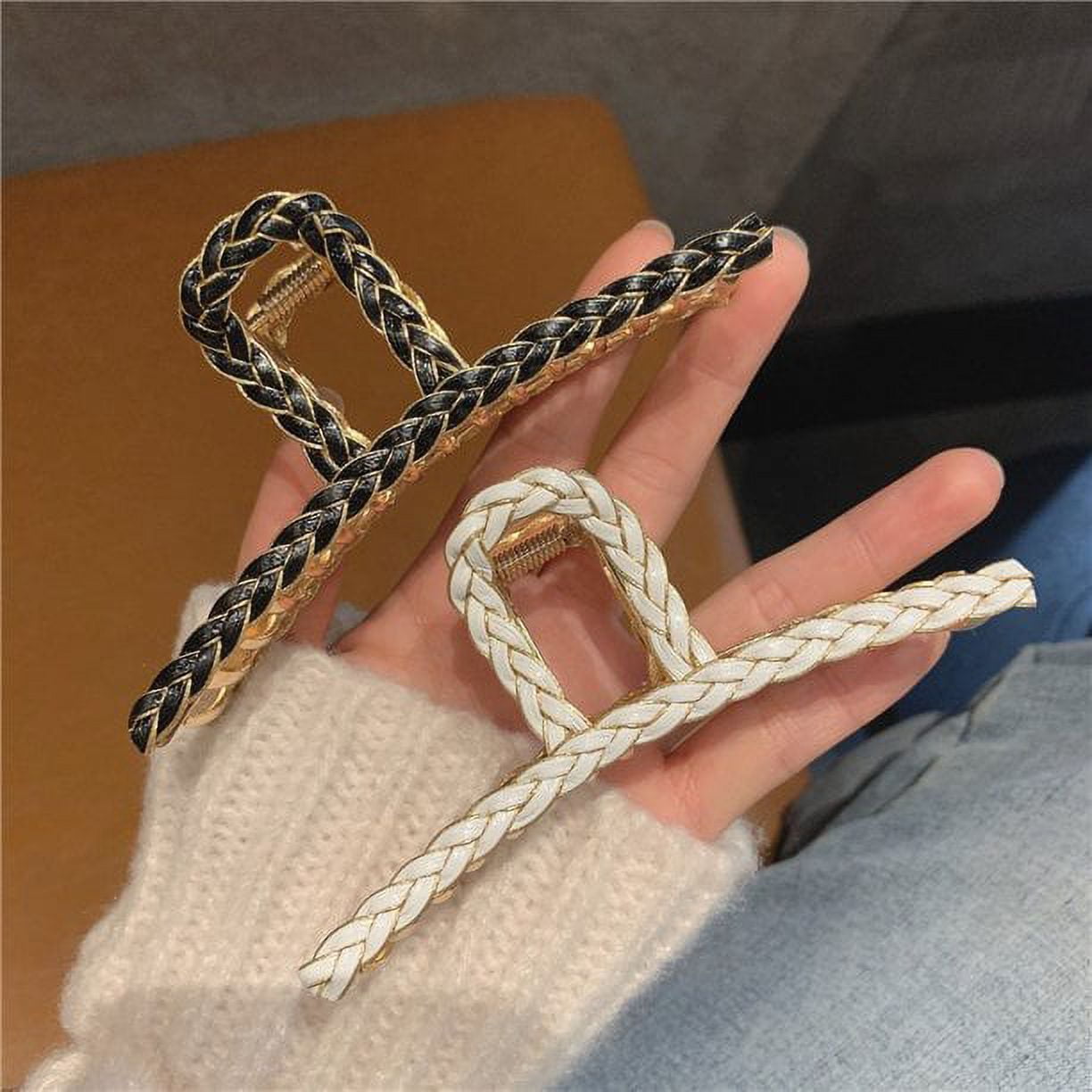 Hair Claws, Hair Clips Barrettes Metal Leather Simple Luxury French ...