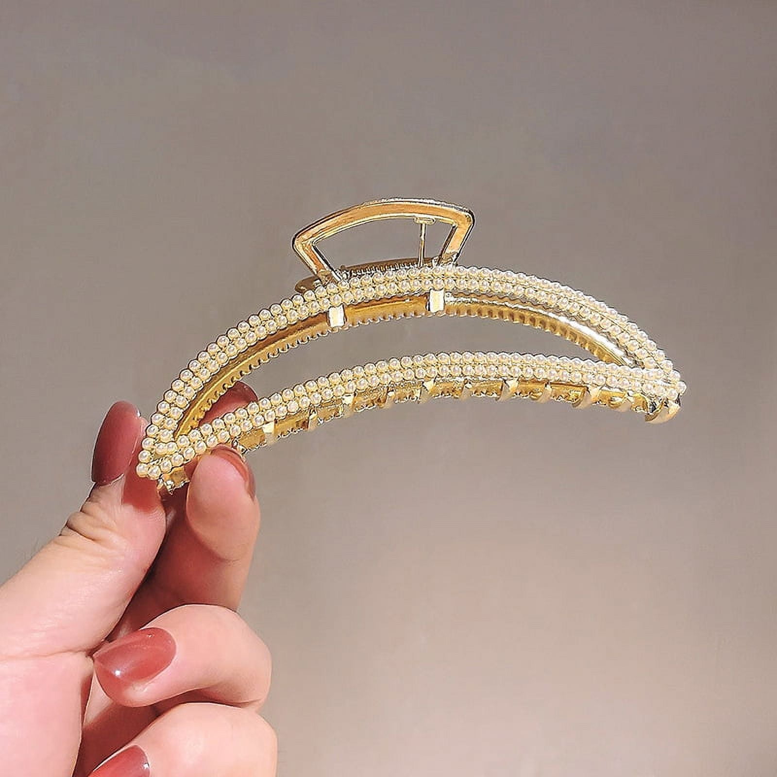 Hair Claws, Hair Clips Barrettes Metal Moon Shape Pearl French Design ...